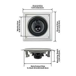 Acoustic Audio by Goldwood CSi63S in Wall/Ceiling 6.5" Speaker Pair 3 Way Home Theater Speakers, White