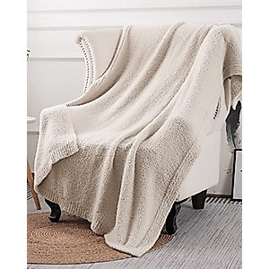 Panku Super Soft Cozy Knit Throw Blanket for Couch and Bed, Knitted Luxury Reversible Cozy Warm Fleece Blanket Throw Camel, Plush Fluffy and Fuzzy Solid Blankets for Women 50x60 Inches Khaki