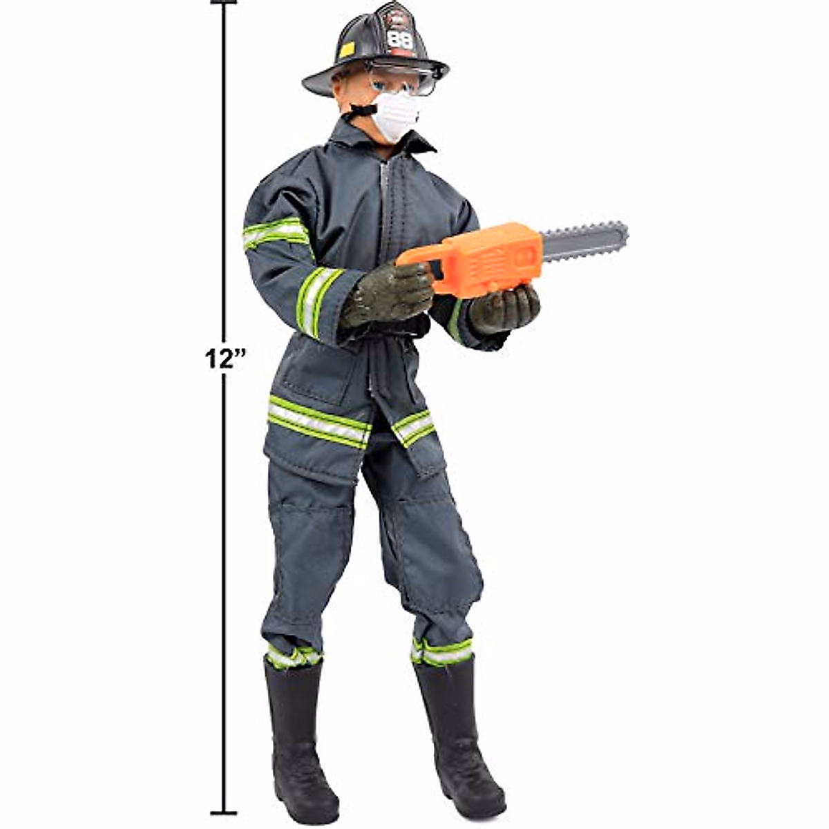 Click N' Play CNP30633 Search & Rescue Firefighter 12"" Action Figure Play Set with Accessories, 12 inches