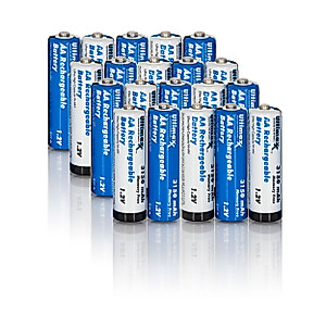 Ultimaxx 3150 mAh Rechargeable AA Batteries, Double A Battery - 20 Pack with NiMH Charger