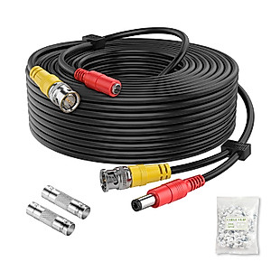 WILDHD [20AWG Cables] 100ft 8MP/4K BNC Cable All-in-One Siamese Video and Power Security Camera Cable, BNC Extension Wire Cord with 2 Female Connectors for All HD CCTV DVR Surveillance System(Black)
