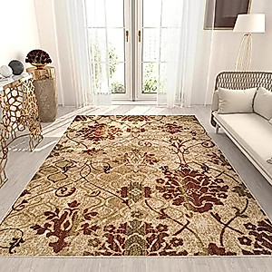 Premium Rugs Modern Distressed Soft Large Area Rugs for Bedroom, Indoor/Outdoor Rug, Dining & Living Room, Stain Resistant, Pet Friendly, Lightweight, Waterproof & Easy to Clean (Red Large 8x11)