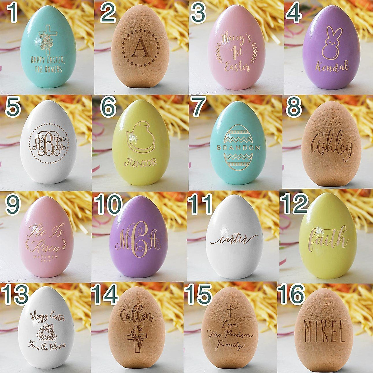 MYETCHEY Personalized Easter Egg Easter Basket Stuffers for Babies Baby Easter Easter Gifts for Toddlers Wood Easter Egg Easter Basket Stuffers for Toddler