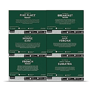 Starbucks K-Cup Coffee Pods—Medium & Dark Roast Variety Pack for Keurig Brewers—100% Arabica—6 boxes (60 pods total)