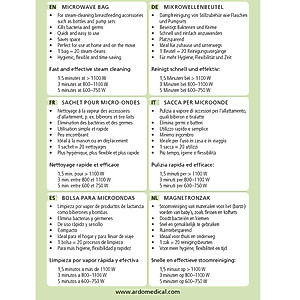 Ardo Easy Clean - Multi-use Microwave Steam Cleaning Bags for Breastfeeding Accessories, 5 Bags (100 Cleaning Cycles Total)