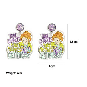 Colorful Resin Acrylic Teacher Student Dangle Earrings Cute Rainbow Earrings for Women Jewelry Back to School Gift for Teacher-Style B