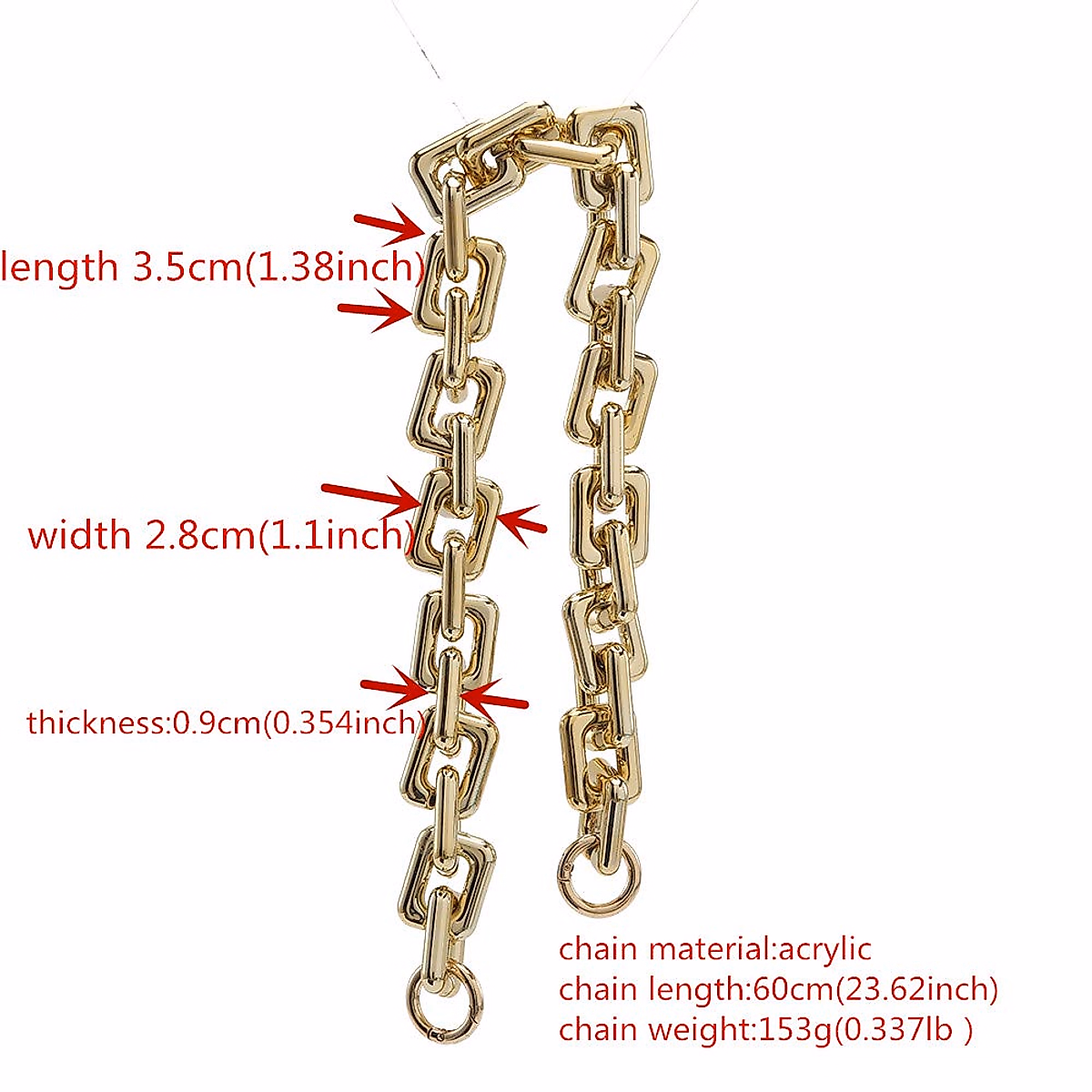 Chunky Bag Chain For Dumpling Bag Cloud Bag ((1pc)#2Acrylic-silver-60cm)