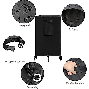 Skyour Fire Column Cover 21in Waterproof Outdoor Gas Propane Burning Fire Bowl Column Cover Patio Fire Firepit Table Covers for Square/ Round Fire Column (21.7x21.7x34.6in)