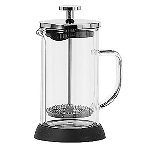 Oggi Glass French Press Coffee Maker (12oz)- Borosilicate Glass, Coffee Press, Single Cup French Press, Stainless Steel Lid, 3 cup Capacity