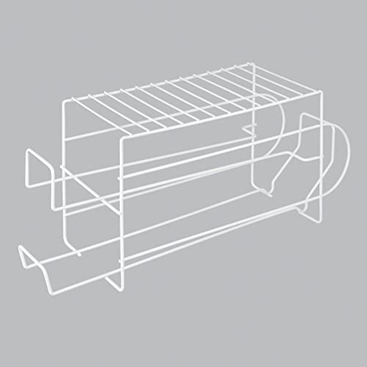 mDesign 2-Tier Metal Wire Standing Pop/Soda and Food Can Dispenser Storage Rack Organizer with Top Shelf for Kitchen Pantry, Countertop, Cabinet - Holds 12 Cans - 2 Pack - White