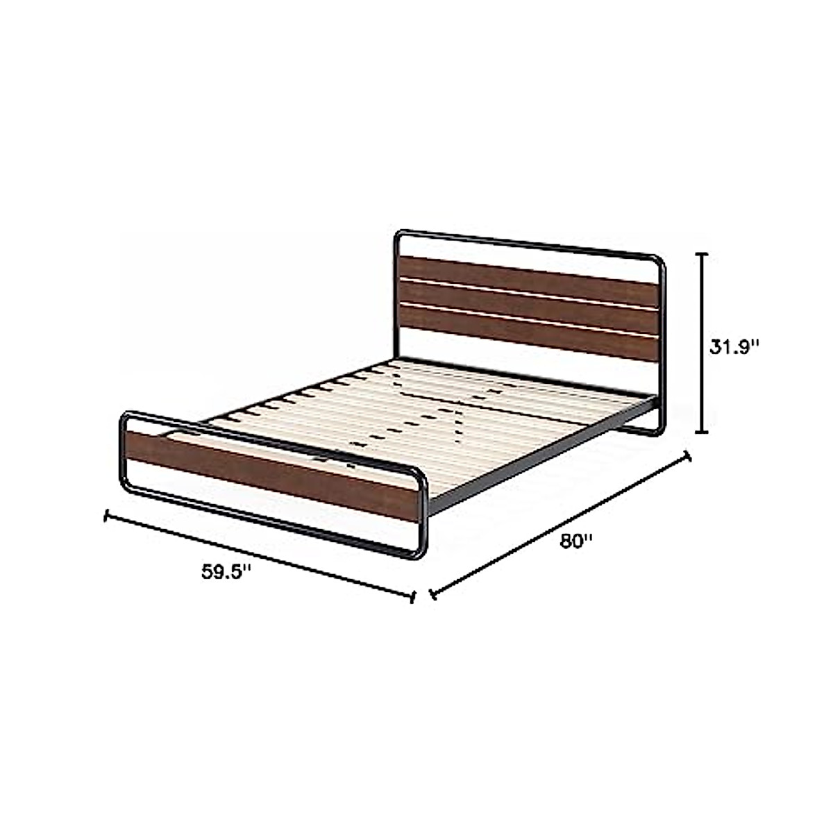 ZINUS Therese Metal Platform Bed Frame / No Box Spring Needed / Wood Slat Support / Easy Assembly, Queen