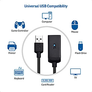 Cable Matters Active USB Extension Cable 32.8 ft / 10m (Active USB Extender Cable, USB Cable Male to Female) for Webcam, Oculus Sensor, HTC Vive Link Box, Xbox Kinect, PlayStation Camera and More