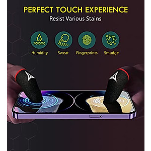 10 Pack Mobile Phone Gaming Finger Sleeves, Nuozme Finger Sleeves Fit All Touchscreen Devices, 0.15mm Superconducting Nanofibers, Smooth Feel, Anti-Sweat, Extremely Thin, Red Edge