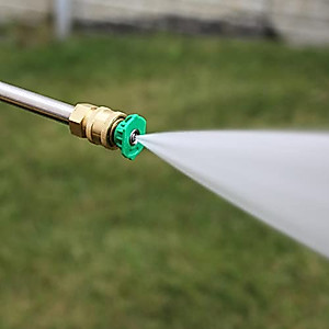 Clean Strike Professional Spray Nozzles, Green 25-Degree Spray Tips with 1/4 Inch Quick Connect Fitting, 2.0 Orifice and Pressure Washer Rated 6200 PSI, 5-Pack