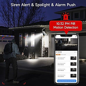 XVIM 4MP Wireless Security Camera Outdoor, 2.5K Battery Powered Home Security Camera with Spotlight Night Vision, 2.4GHz WiFi, Cloud/SD Card Storage, 2-Way Audio, Waterproof, PIR Motion Detection