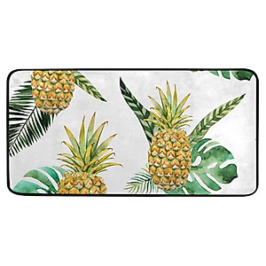 Kitchen Rug Mats 39 X 20 Inch Tropical Fruit Pineapple Soft Doormat Bath Rugs Runner Non-Slip for Home Decor