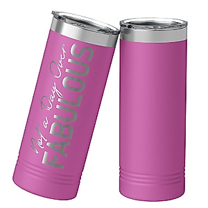 Cuptify Not A Day Over Fabulous Skinny Tumbler with Lid Laser Engraved on Blush 22 oz Insulated Stainless Steel Best Friend Birthday Gift For Women
