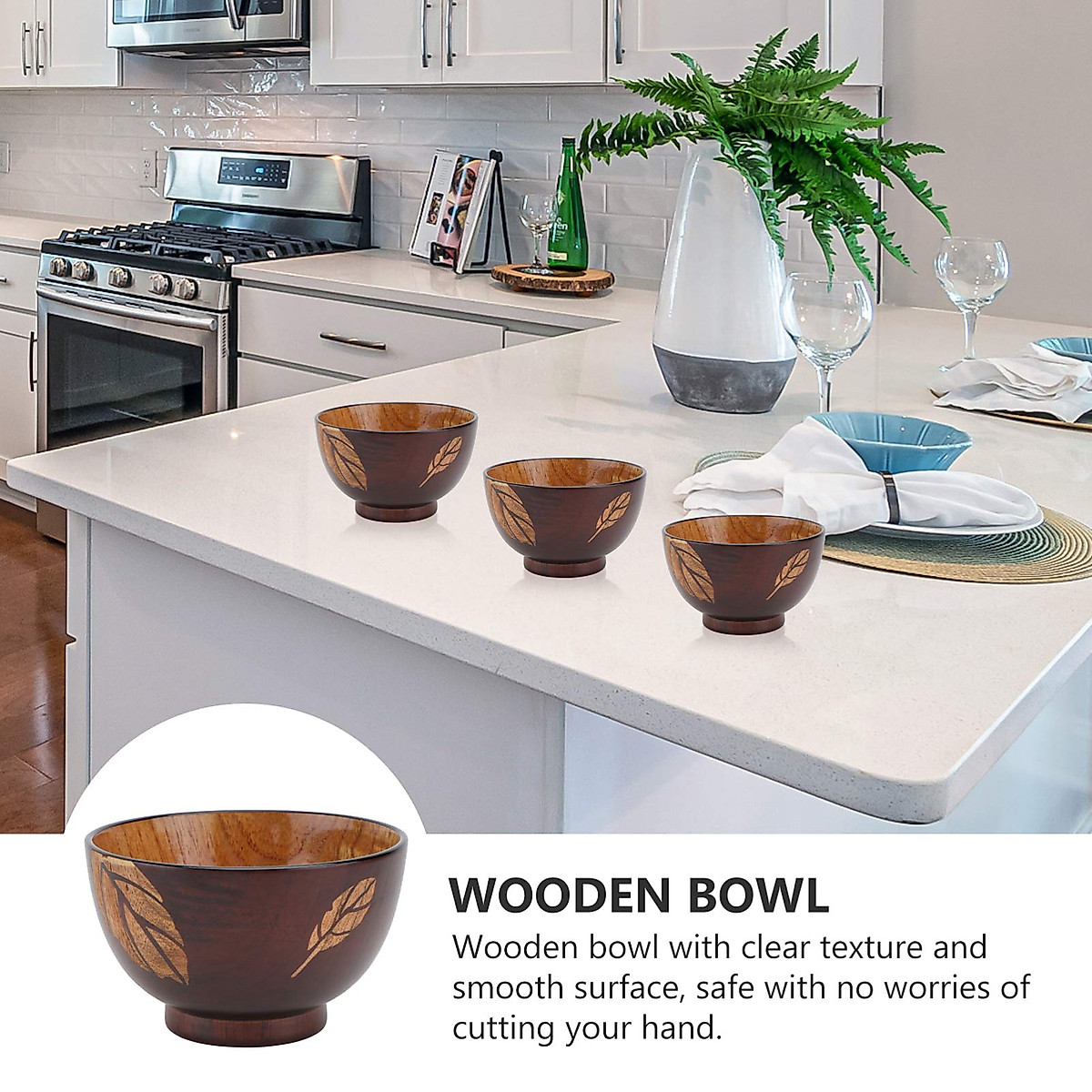 Cabilock Decoration Storage Containers Wood Bowl| Wooden Bowls for Food Wooden Salad Bowl Calabash Bowls 4.48 Bowl for Japanese Ramen Bowls