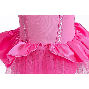 Szytypyl Princess Peach Costume for Baby Girls Halloween Outfit Pink Dress Up with Headband