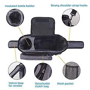 Universal Baby Stroller Organizer with Insulated Cup Holder,Stroller Storage with Non-Slip Straps,Fits for Uppababy Baby Jogger Britax Bugaboo BOB Umbrella Stroller Accessories Caddy Parent Console