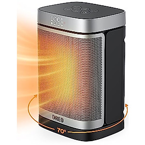 Dreo 1500W Space Heater, 70° Oscillating Portable Heater for Indoor Use, Digital Thermostat, 4 Modes, 12h Timer, Personal Electric Heater PTC Ceramic Heater Quick Safety Heating for Home Office