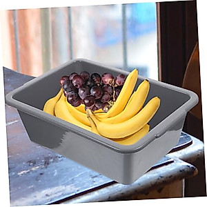 CHILDWEET 3pcs Restaurant Bowl Storage Box Rectangle Utility Dish Tub Dishpan Basin Tub Wash Basin Tub Utility Tub Washing Basin Tub Meat Prep Tub Storage Bins Multipurpose Bus Tub Grey Pp