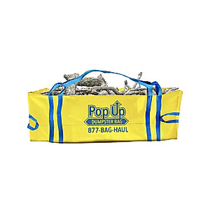 Pop Up Dumpster Bag - Yellow Flexible Dumpster Bag 3 cubic yards and holds up to 3,500 lbs, Waste Bag Heavy Duty
