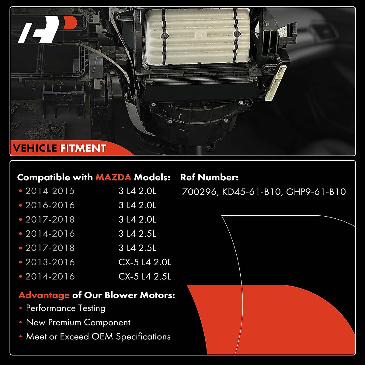 A-Premium HVAC A/C Heater Blower Motor with Fan Cage Compatible with Mazda Vehicles - 2014-2018 3, 2013-2016 CX-5