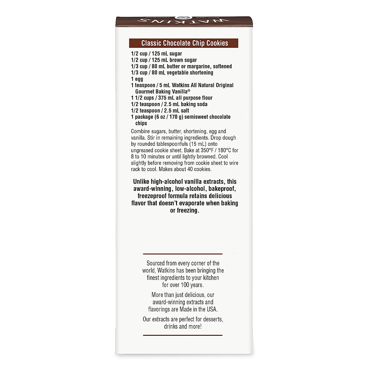 Watkins All Natural Original Gourmet Baking Vanilla with Pure Extract, 2 fl. oz. Bottle, 1-Pack (Pack of 2)