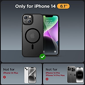 Miracase Magnetic Series for iPhone 14 Case [Compatible with MagSafe] [with 2X Screen Protectors] Military-Grade Protection, Anti-Fingerprint, Slim Design Phone Case for iPhone 14, Graphite Black