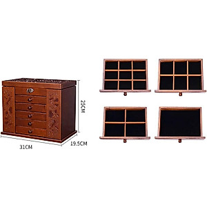 Yalych Jewelry Box Jewelry Boxes Wooden Jewelry Box With Lock Chinese Style Jewellery Boxes Bracelet Necklace Earrings Ring Storage Box Jewelry Storage jewellery case Jewelry Organizer