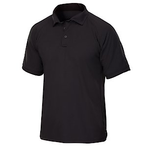 Vertx Mens Tactical Polo Shirt, Short Sleeve T-Shirt, Breathable, Moisture-Wicking, Temperature Regulating, Outdoor Performance Tactical Clothing for Police, Security, Relaxed Fit, Black, Large