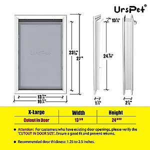 URSPET XL Dog Door: Indestructible All-Aluminum Frame, Unique Energy-Efficient Side Seal, Extreme Weather Airtightness, Patented Secure Lockable Panel, Ideal for Extra Large Dogs and Exterior Doors
