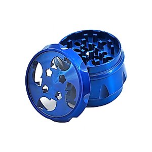 Generic 2.5 Inch Four Layers Manual Grinder - Spice and Seed Grinder - Kitchen Gadget - Transparent Cover - Easy to Clean - Suitable for Coffee Beans, Spices, Tobacco (1 Pack) (Blue)