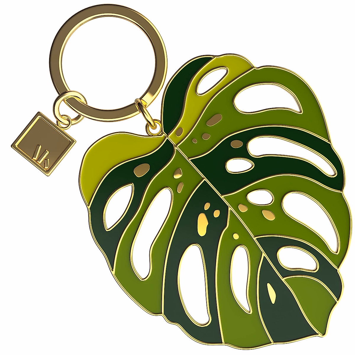 ArtAK Plant Keychains for Women Cute Keychain Key Chain Plant Lover Gifts Plant Lady (Gold Monstera)