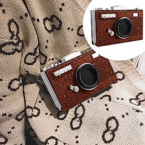 TENDYCOCO Camera Shaped Crossbody Bag Wide Shoulder Bag Square Bag Camera Bling Purse Unique Design for Daily Storage