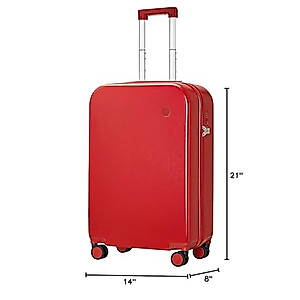 Carry on Luggage, Mixi Suitcase Spinner Wheels Luggage Hardshell Lightweight Rolling Suitcases PC with Cover & TSA Lock for Business Travel Red