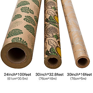 RUSPEPA Kraft Wrapping Paper Roll - Birthday Theme Design Great for Birthday, Party, Baby Shower Wrap - 24 inches X 100 feet
