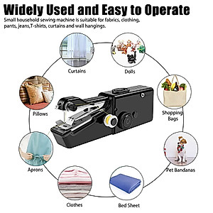 1 Set Mini Handheld Sewing Machine, Portable Sewing Machine with Sewing Supplies Easy to Use Ergonomic Design for DIY Beginners for Home Travel (Black)