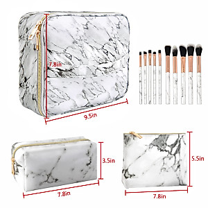 DISEN Makeup Bag Organizer with Extra 5 Brushes, Adjustable Dividers, Makeup Bags for Women Cosmetic Bag Portable Travel Case Waterproof and Durable