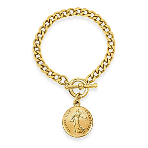 Ben-Amun "Moroccan" Coin Bracelet, Bohemian Statement Vintage Jewelry, 24k Gold, One Size, Made in New York
