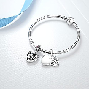 DALARAN Wife Charms Fit Pandora Charms Bracelet Forever Love Heart Charm Wife Sterling Silver Dangle Charm