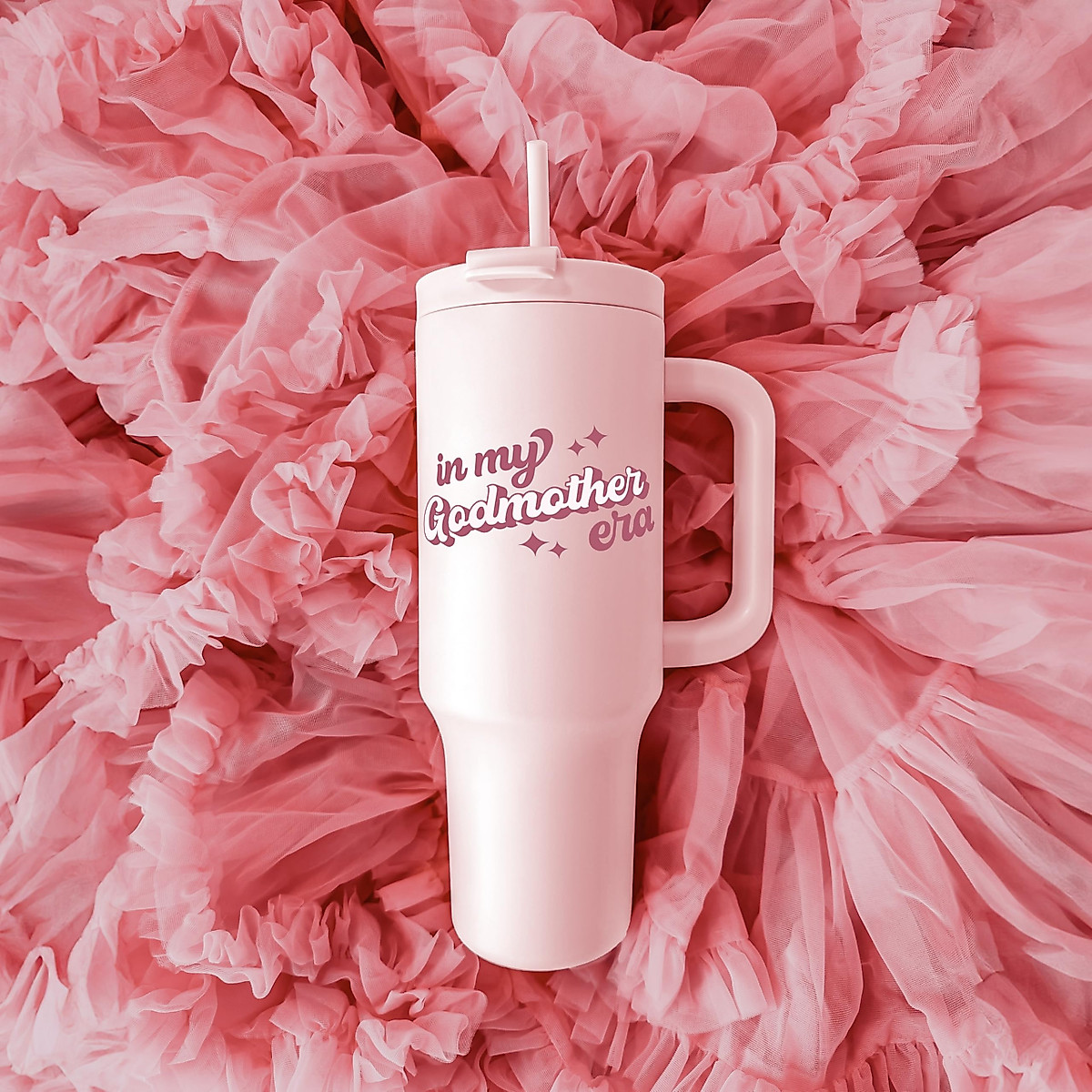 VIOLET & GALE Godmother Gifts From Godchild - Retro Collection - 40oz Insulated Tumbler with Handle, Godmothers Proposal Gift, In My Godmom Era Cup Water Bottle Coffee Mug