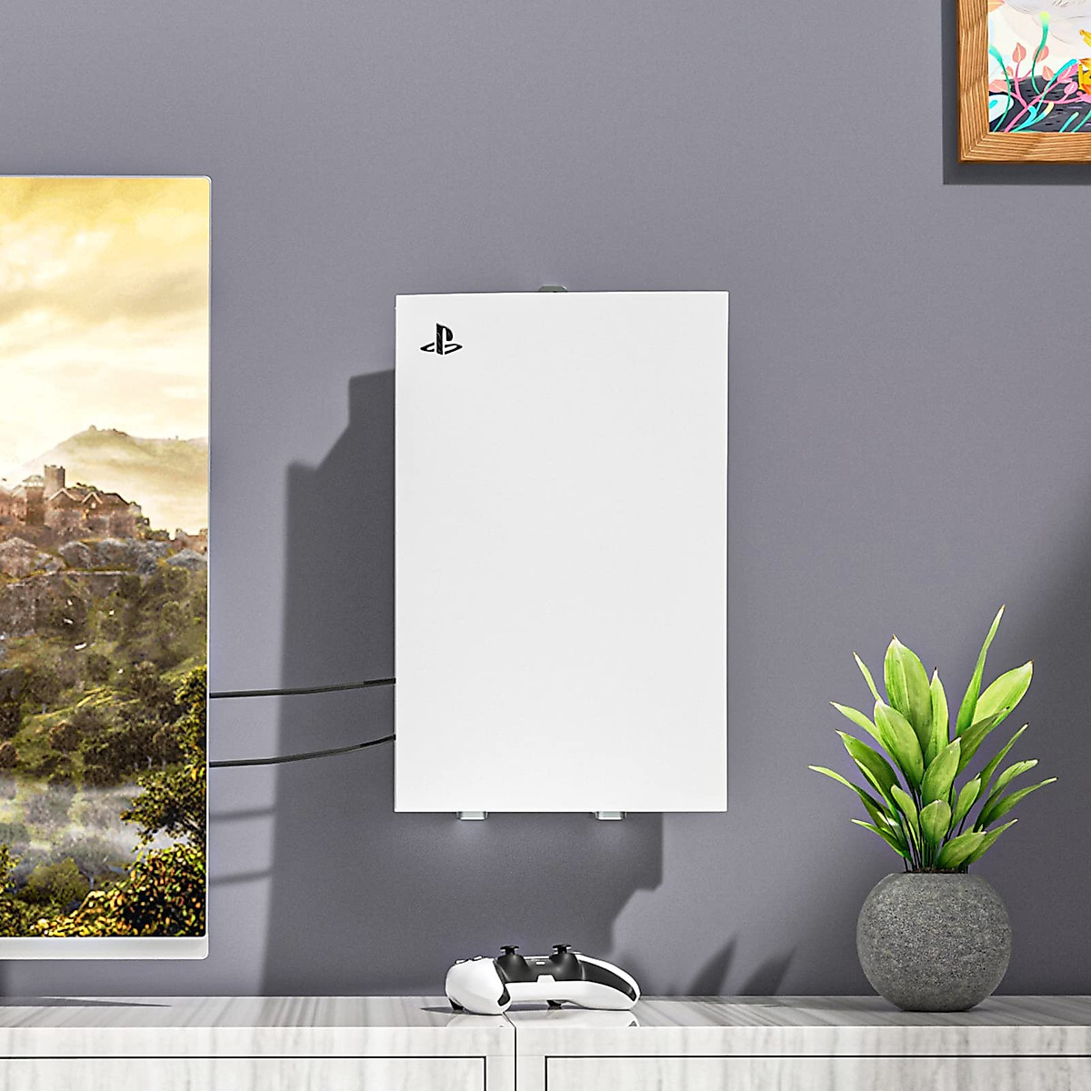 Wall Mount for PS5,Aluminum Alloy Wall Bracket Shelf Compatible with Playstation 5 Disc & Digital Edition, Wall Stand for PS5 Accessories