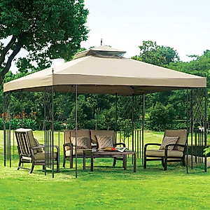 Garden Winds Replacement Canopy for Scroll Gazebo - Riplock 350 - Beige