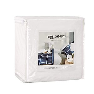 Amazon Basics 18 inches Zipper Enclosed Waterproof Mattress and Box Spring Cover Protector, Queen Size, 12 to 18 Inch Depth, White
