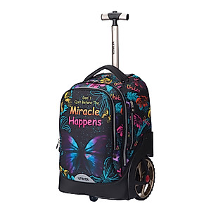 UNIKER Rolling Laptop Bag for 14 Inch Laptop with Discoloration Pattern,Roller Bookbag,Wheeled Computer Bag,Wheeled Bookbag High School,Trolley School Bag,Butterfly