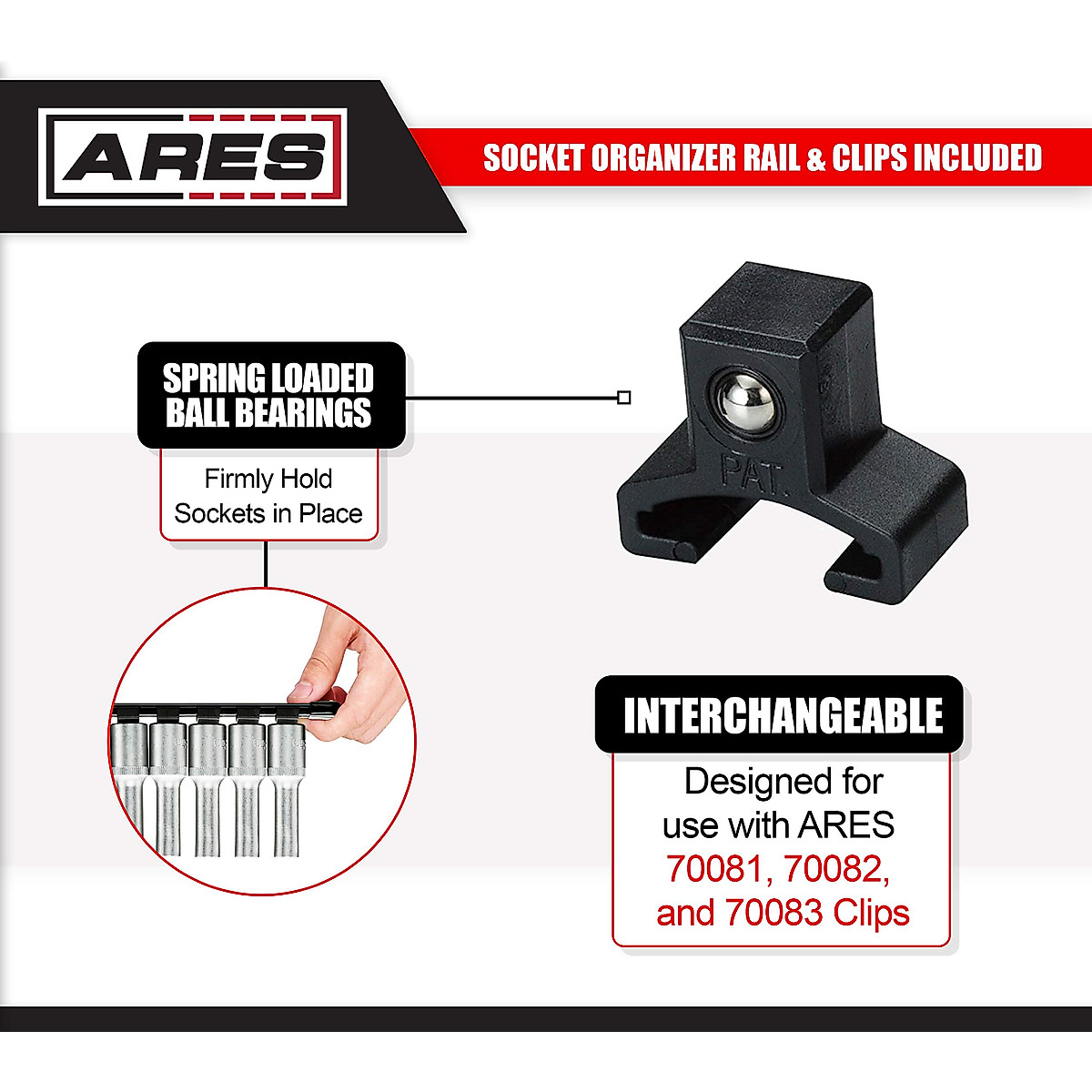 ARES 24001-10-Piece 3/8-Inch Drive Low Profile Impact Torx Bit Driver Set - Chrome-Moly Steel & Manganese Phosphate Coating - Star Bit Size Range T25-T70 - Reusable Storage Rail
