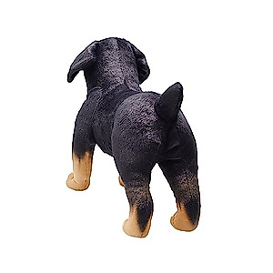 YONLIT Lifelike Rottweiler Dog Stuffed Animal Simulated Plush Puppy Toy Doll Super Realistic Black Dogs Act Like Real Excellent Gifts for Kids Birthday Party Dog Collection 12 Inches
