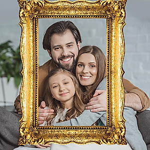 Beeveer Upgraded 32 x 24 Inch Large Photo Booth Props Picture Frame Vintage Photo Frame Friends Selfie Props for Wedding Mexico Birthday Bachelorette Party Supplies(Gold Style)